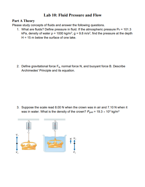 Solved Lab 10: Fluid Pressure and Flow Part A Theory Please | Chegg.com