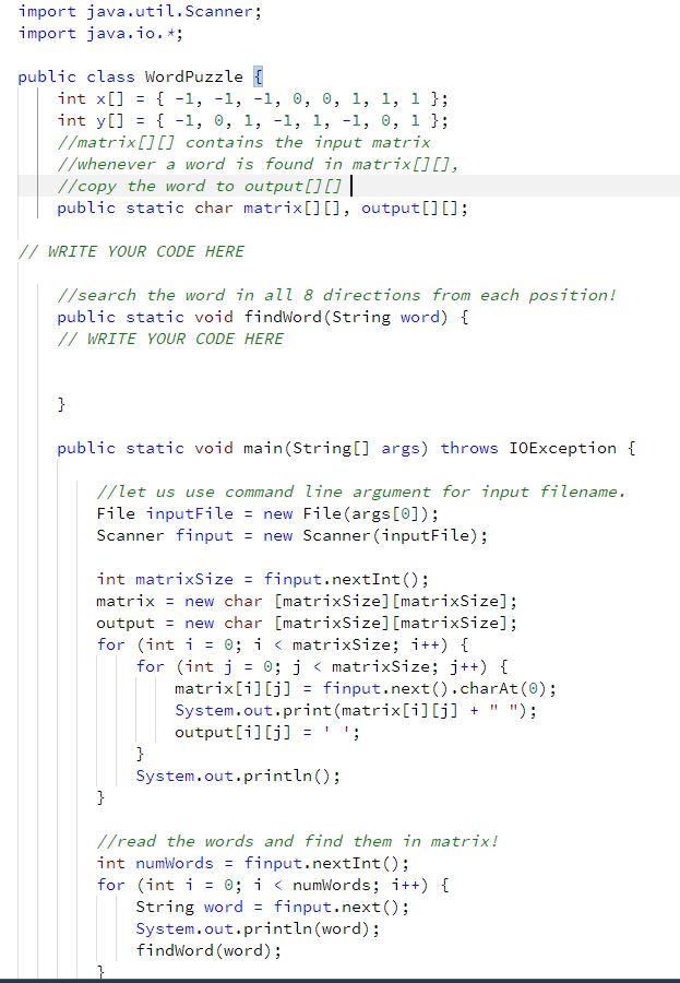 Solved 1. Word Puzzle In this game, given a matrix of | Chegg.com
