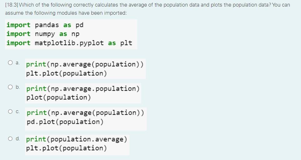 Solved [18.3] Which of the following correctly calculates | Chegg.com