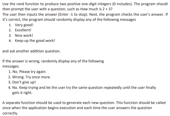 Solved Use the rand function to produce two positive | Chegg.com
