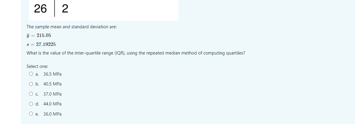 Solved E3P1009 The tensile strength in MPa (megapascals) | Chegg.com