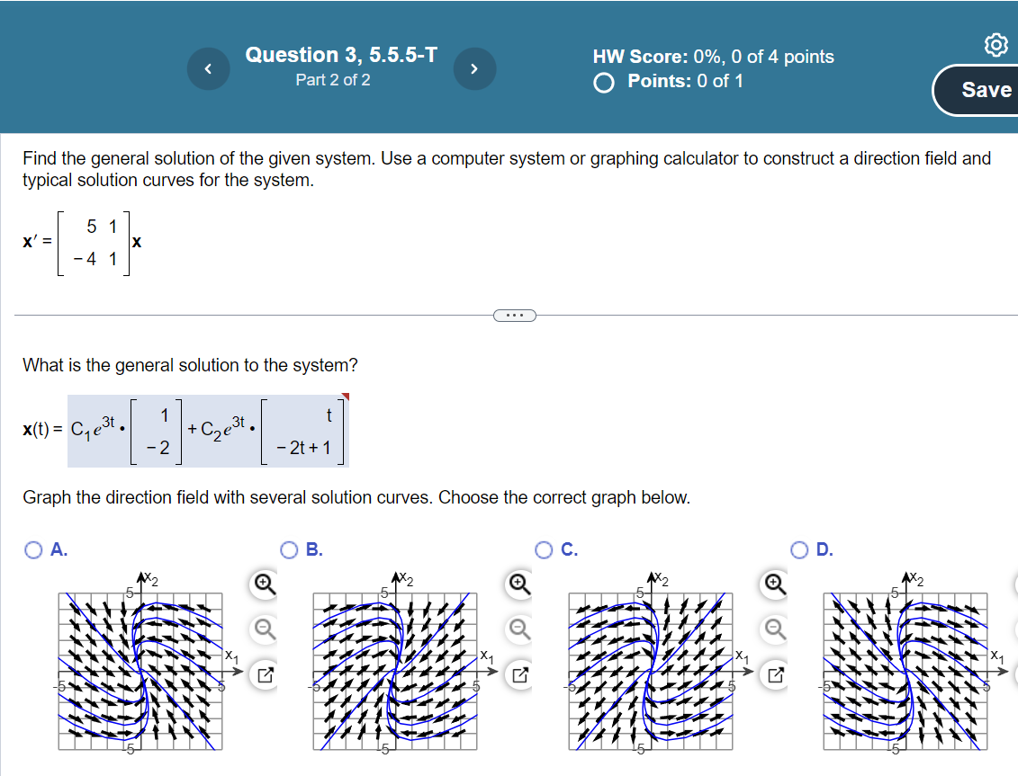 Solved Find the general solution of the given system. Use a | Chegg.com