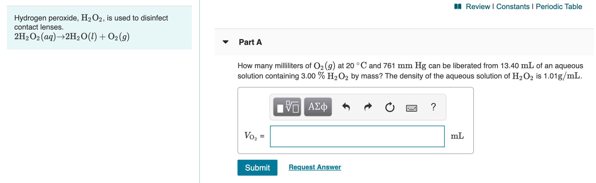 Solved I Review | Constants | Periodic Table Hydrogen | Chegg.com