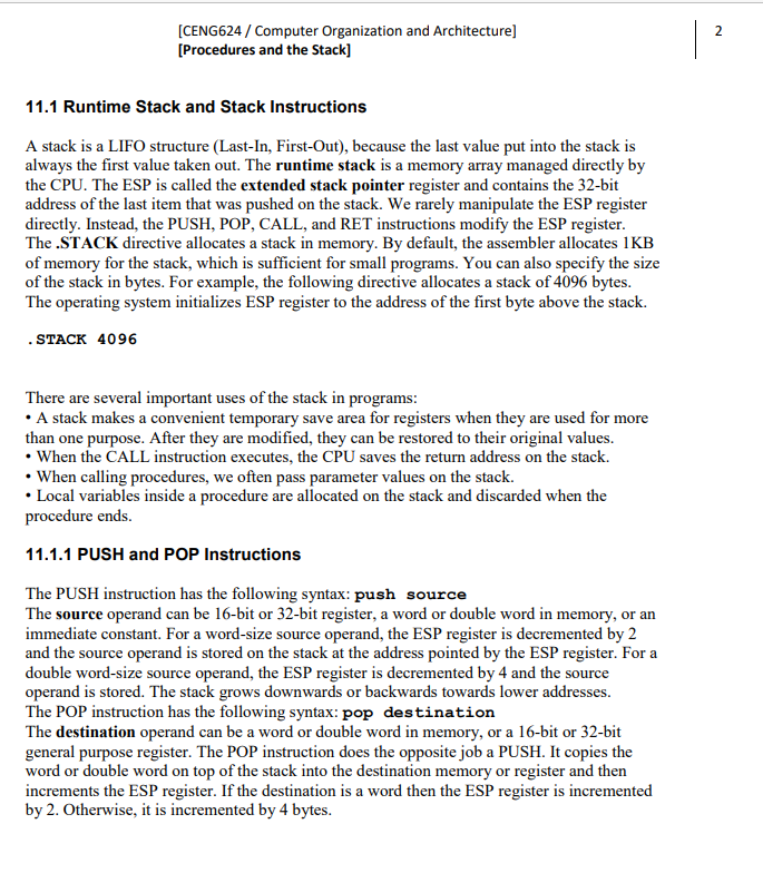 Solved [CENG624 / Computer Organization and Architecture] | Chegg.com