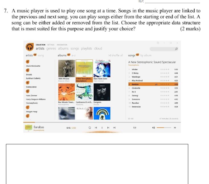 Solved A music player is used to play one song at a time. | Chegg.com