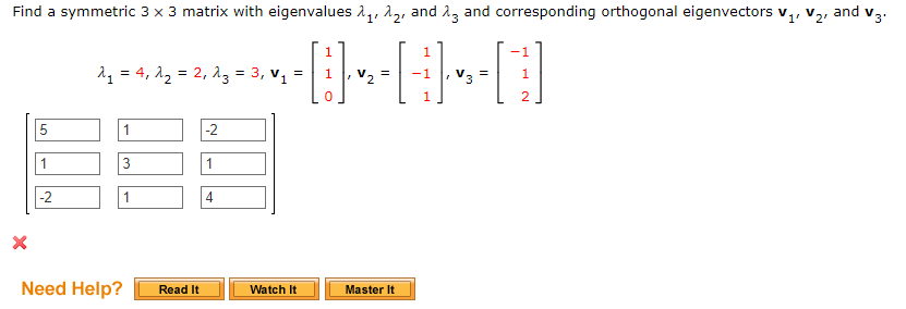 Solved Find a symmetric 3×3 ﻿matrix with eigenvalues λ1'λ2' | Chegg.com