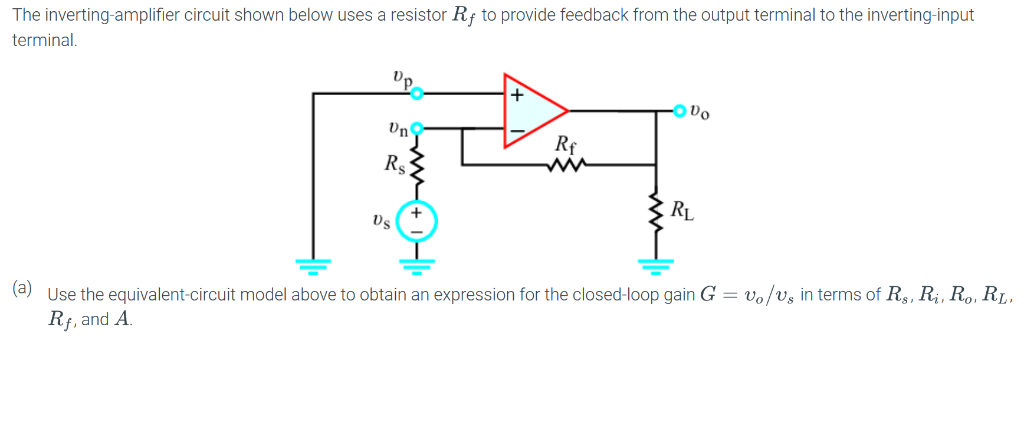 Solved The inverting-amplifier circuit shown below uses a | Chegg.com