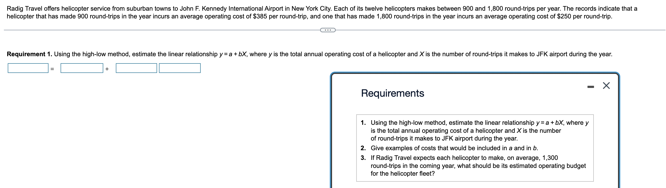 Solved Requirements 1 Using The High Low Method Estimate