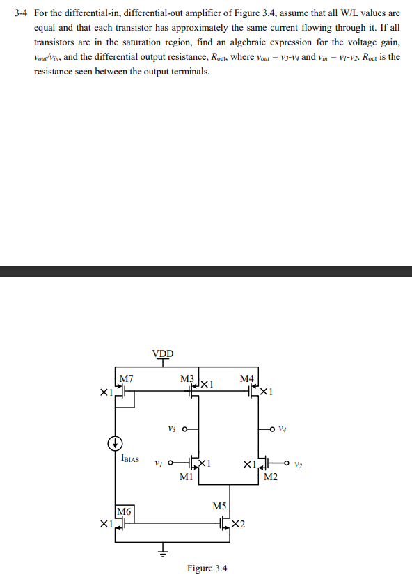Solved 3-4 For the differential-in, differential-out | Chegg.com