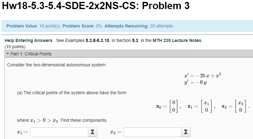 Solved Consider the two-dimensional autonomous system | Chegg.com
