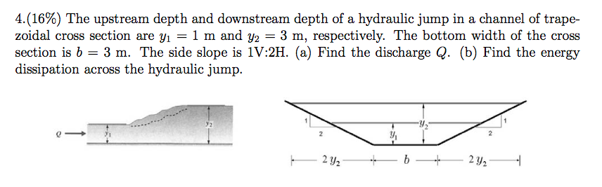 Solved 4.(16%) The upstream depth and downstream depth of a | Chegg.com