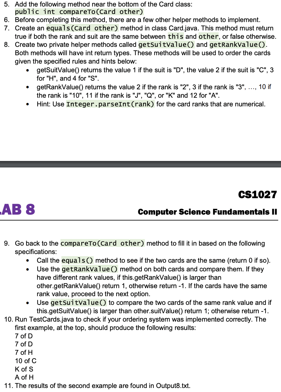 Solved 5. Add the following method near the bottom of the | Chegg.com