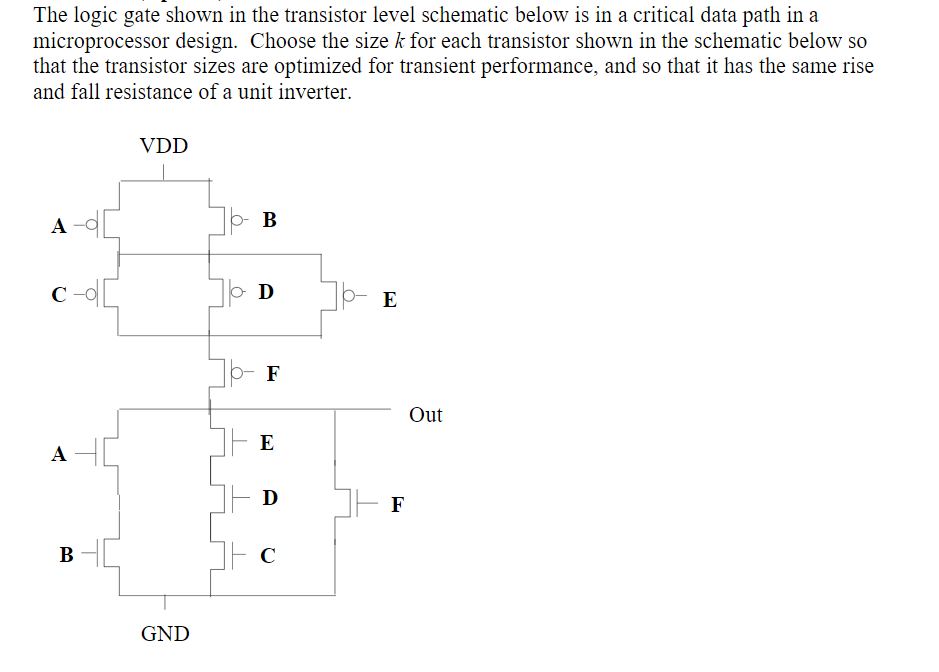 Solved The logic gate shown in the transistor level | Chegg.com