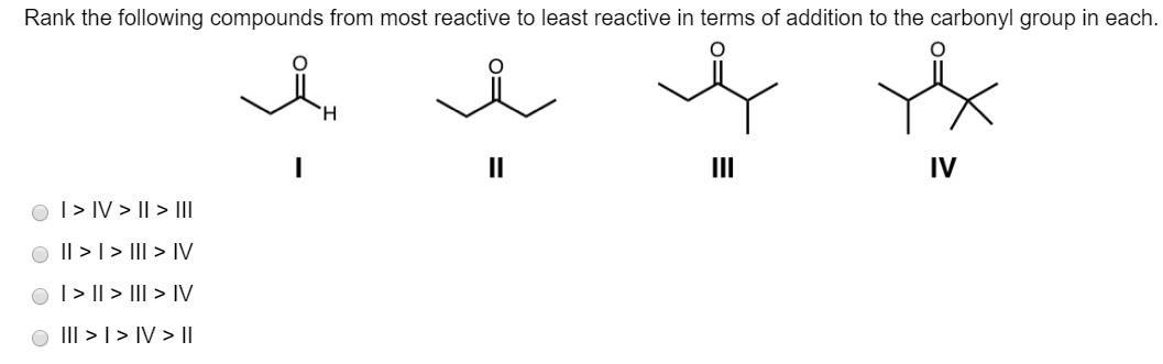 Solved Rank the following compounds from most reactive to | Chegg.com