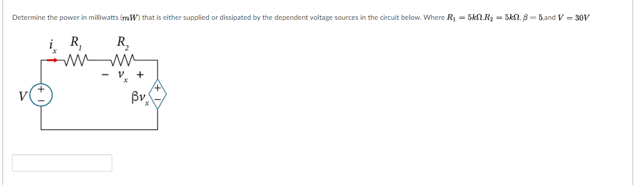 Solved Determine the power in milliwatts (mW) that is either | Chegg.com