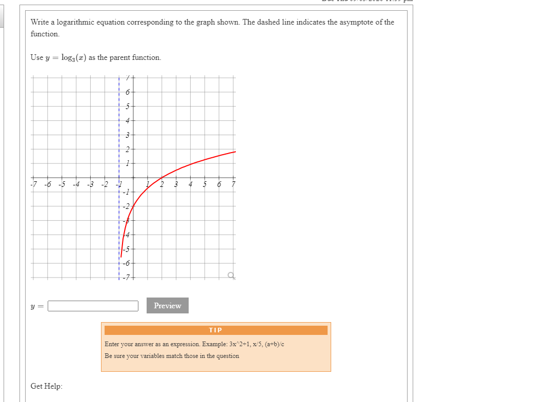 Solved Write a logarithmic equation corresponding to the | Chegg.com