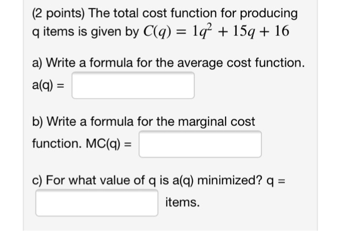 Total Cost Formula