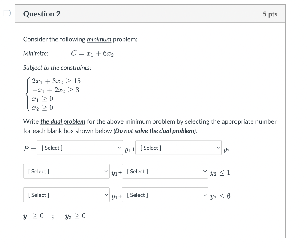 Solved Consider the following minimum problem: Minimize: | Chegg.com