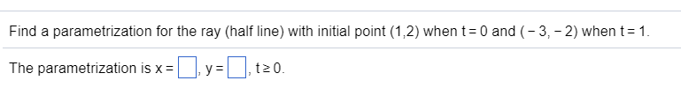 Solved Find a parametrization for the ray? (half line) with | Chegg.com