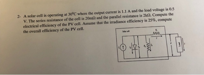 Solved A solar cell is operating at 30°C where the output | Chegg.com