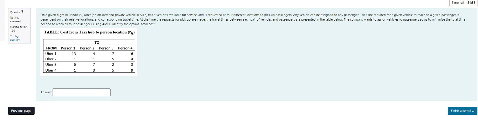 Solved leeded to reach all four passengers. Using AMPL, | Chegg.com