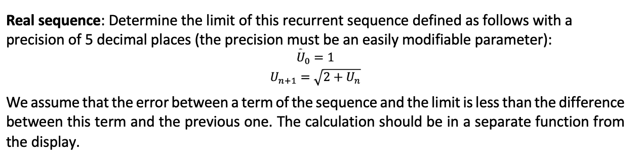 Solved Real sequence: Determine the limit of this recurrent | Chegg.com