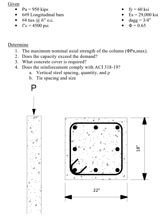 Solved 1. 962.9 ﻿kips 2. ﻿yes 3. 2 ﻿in. ﻿vertical spacing | Chegg.com