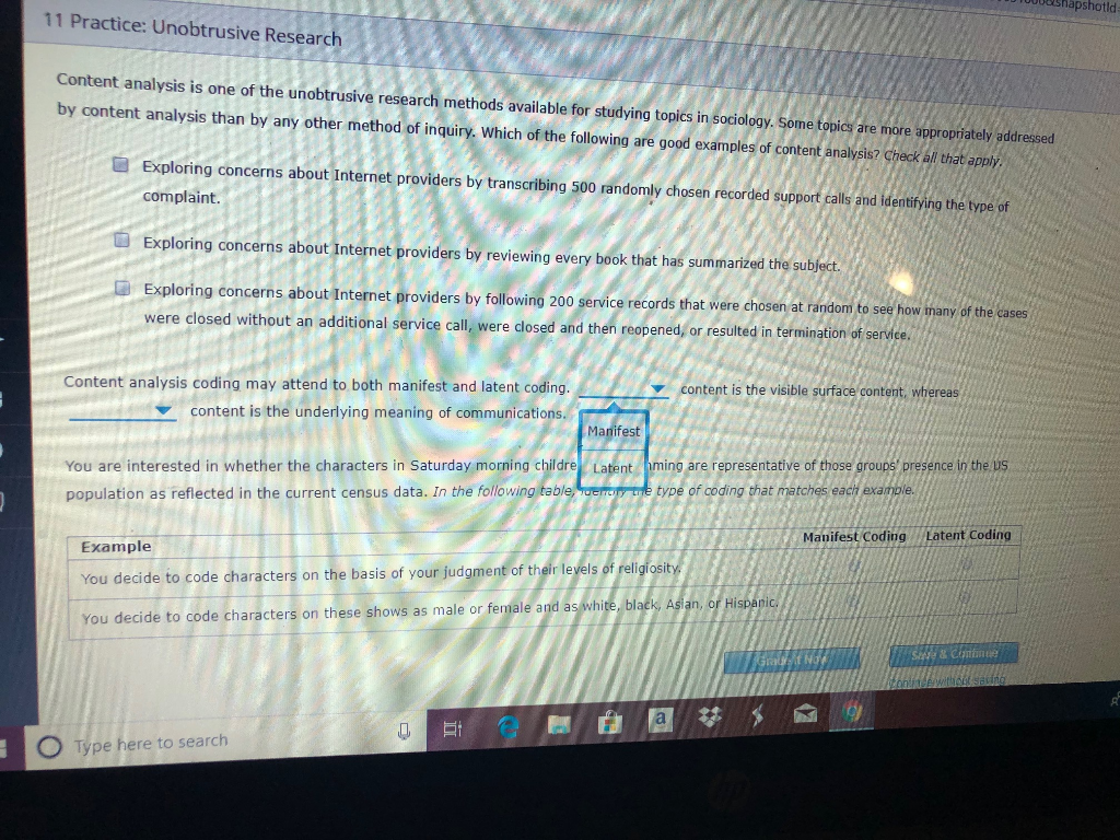 Solved snapshotid 11 Practice: Unobtrusive Research Content | Chegg.com