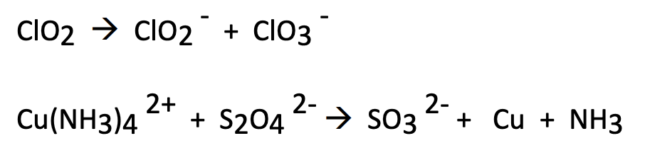 Solved ClO2 → ClO2 + ClO3 2+ Cu(NH3)4 + S204 2- 2- → SO3 + | Chegg.com