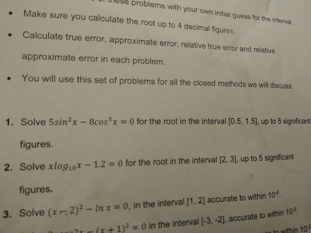 Solved problems with your own initial guess for the | Chegg.com
