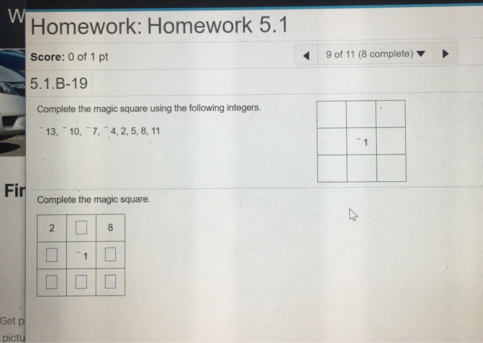 Solved Complete the magic square using the following | Chegg.com