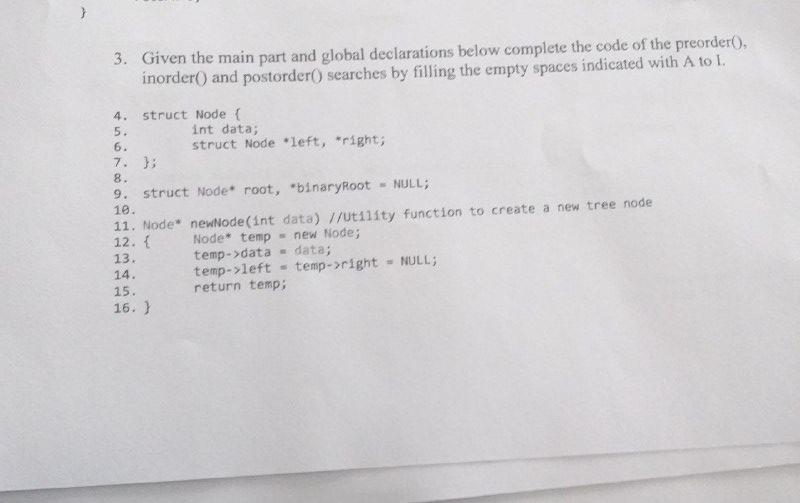 Solved 3. Given the main part and global declarations below | Chegg.com