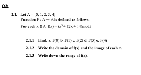 Solved Let A={0,1,2,3,4} Function F:A→A is defined as | Chegg.com