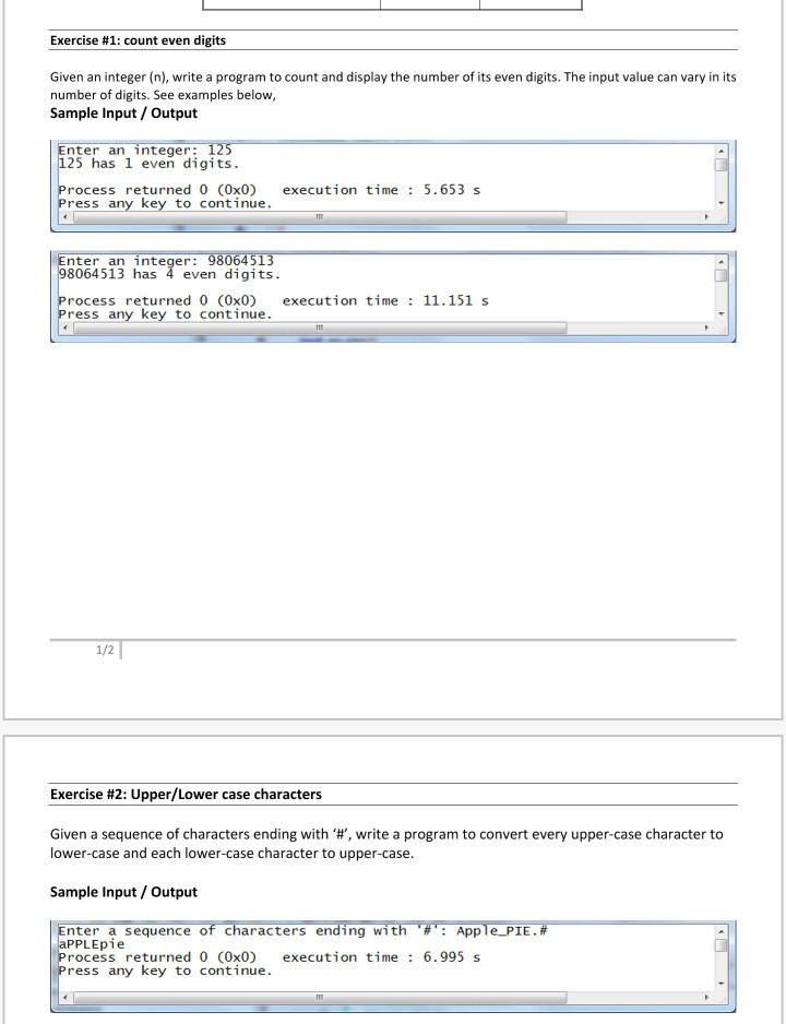 Solved Exercise #1: count even digits Given an integer (n), | Chegg.com