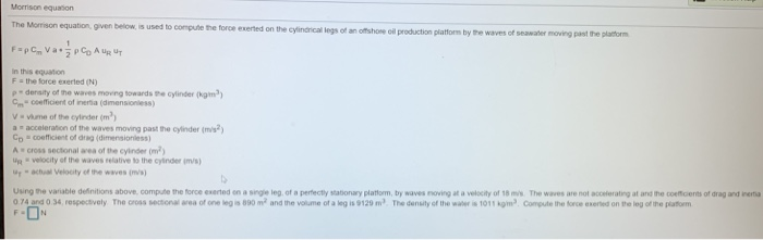 Solved Morrison equaion The Morrison equation, given below, | Chegg.com