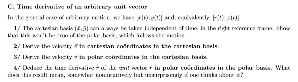 Solved C. Time derivative of an arbitrary unit vector In the | Chegg.com