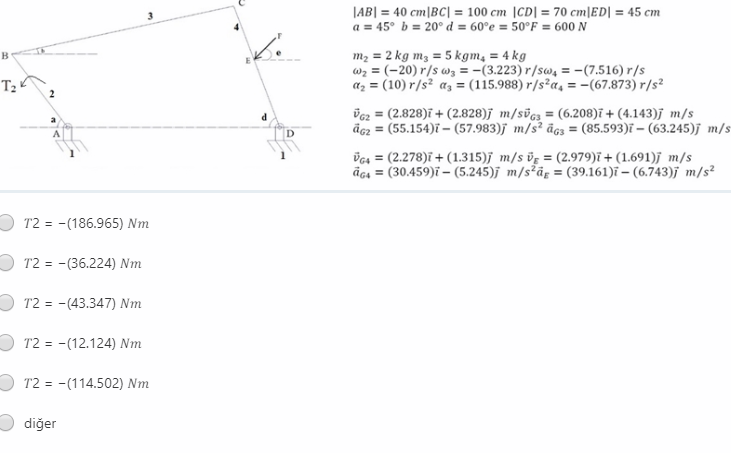 Solved Find the torque T2 for the specified position of the | Chegg.com