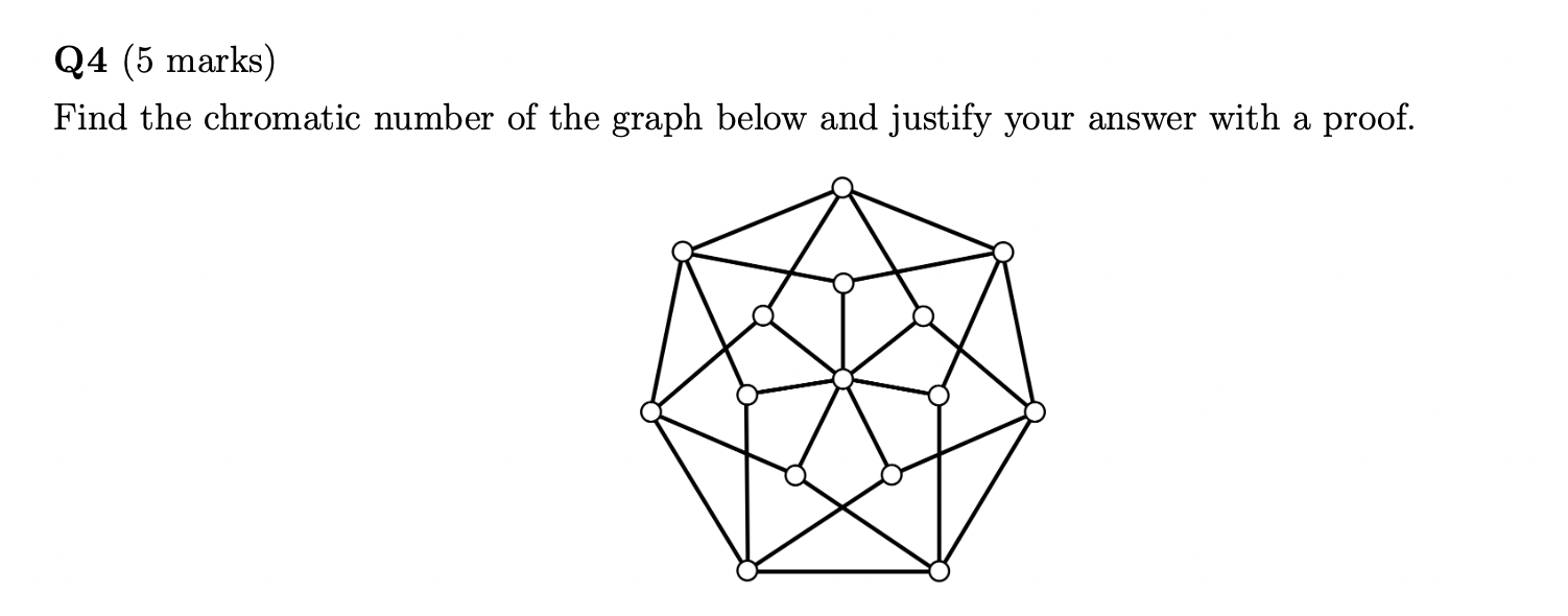 Solved Q4 (5 marks) Find the chromatic number of the graph | Chegg.com