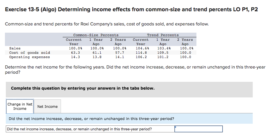 Solved Exercise 13-5 (Algo) Determining income effects from | Chegg.com