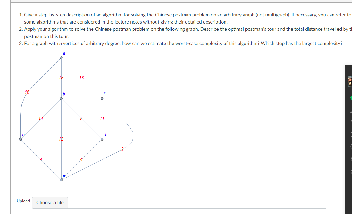 Solved 1. Give a step-by-step description of an algorithm | Chegg.com
