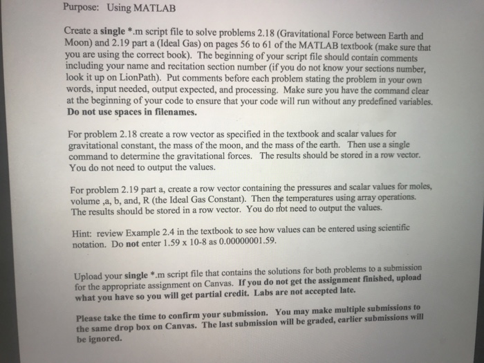Solved Purpose Using Matlab Create A Single M Script File 6733