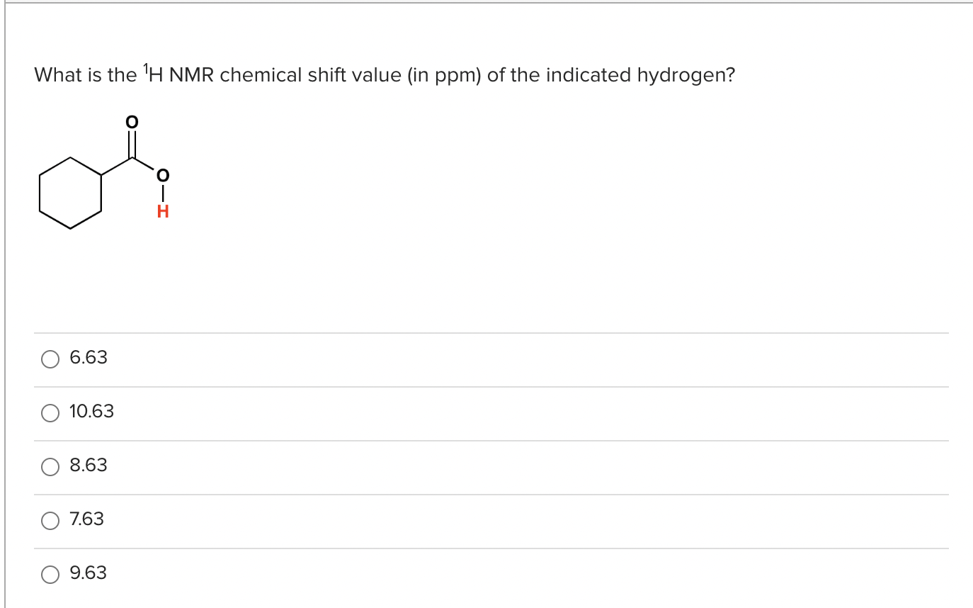 Solved What is the ?1H ﻿NMR chemical shift value (in ppm) | Chegg.com