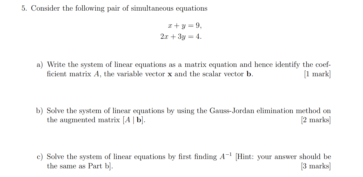 Solved 5. Consider the following pair of simultaneous | Chegg.com