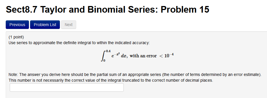 Solved Sect8.7 Taylor and Binomial Series: Problem 15 | Chegg.com