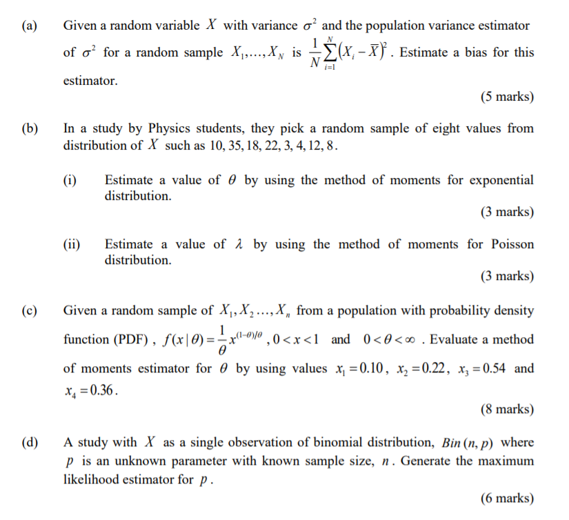 Solved Q3 (a) Given a random variable X with variance o’ and | Chegg.com
