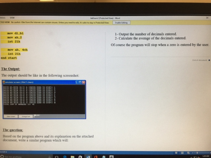 Solved Mov d1, b1 mov ah, 2 int 21h mov ah, 4ch int 21h | Chegg.com
