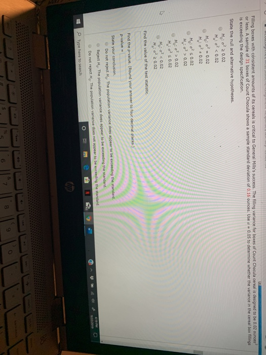 Solved Filling boxes with consistent amounts of its cereals | Chegg.com