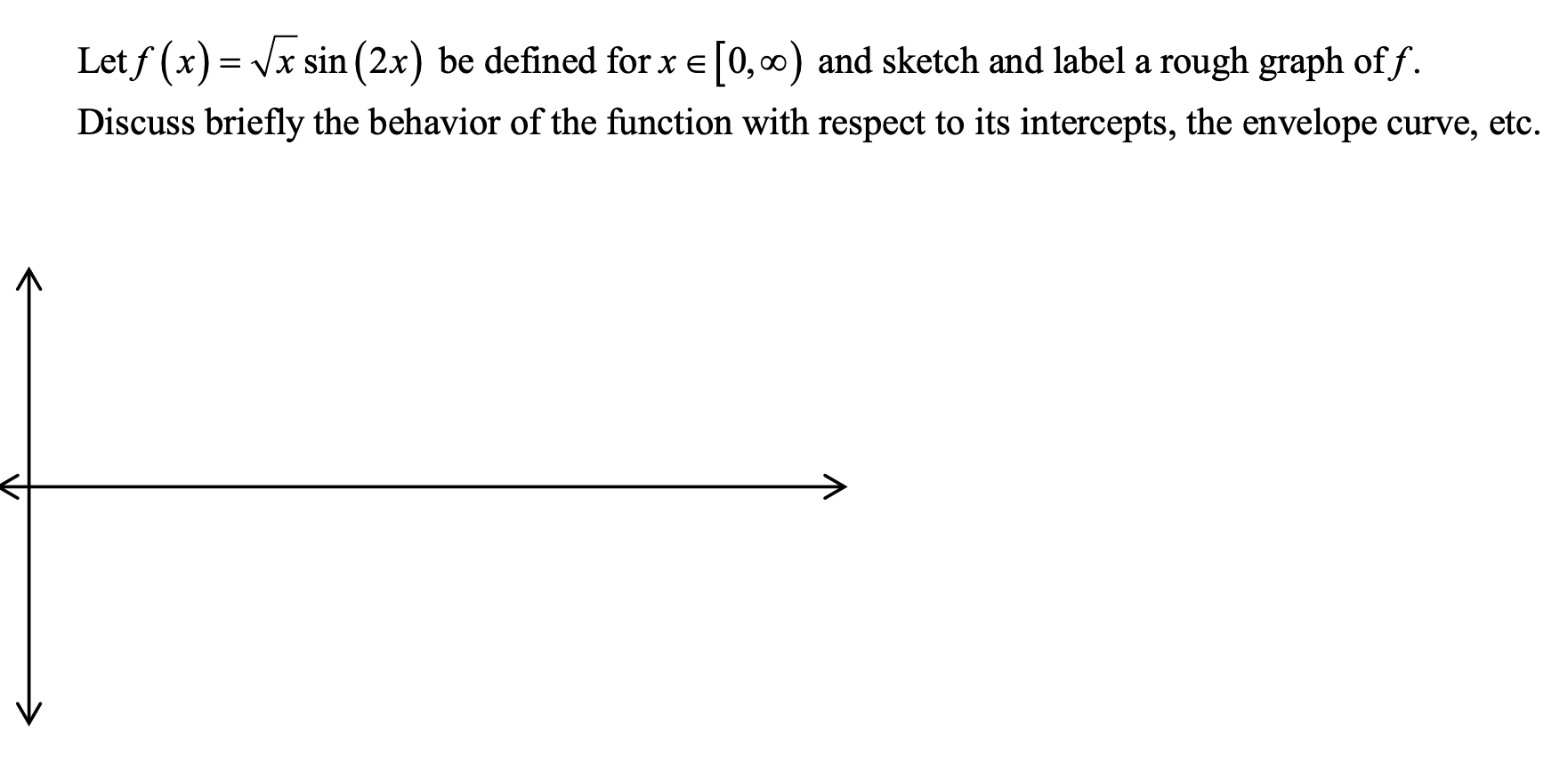 Solved Let f(x)=xsin(2x) be defined for x∈[0,∞) and sketch | Chegg.com