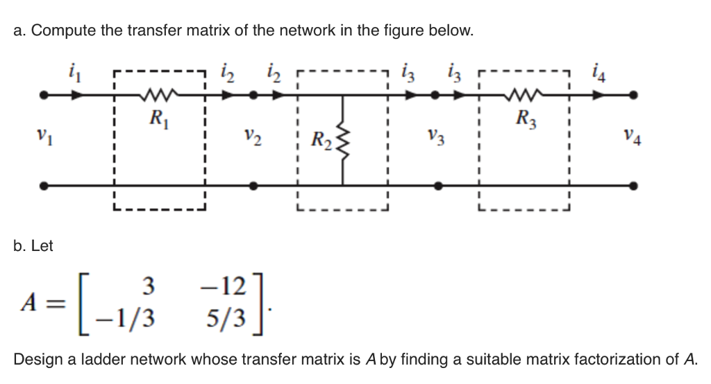 Solved a. Compute the transfer matrix of the network in the | Chegg.com