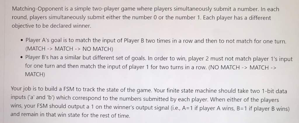 Matching-Opponent is a simple two-player game where | Chegg.com